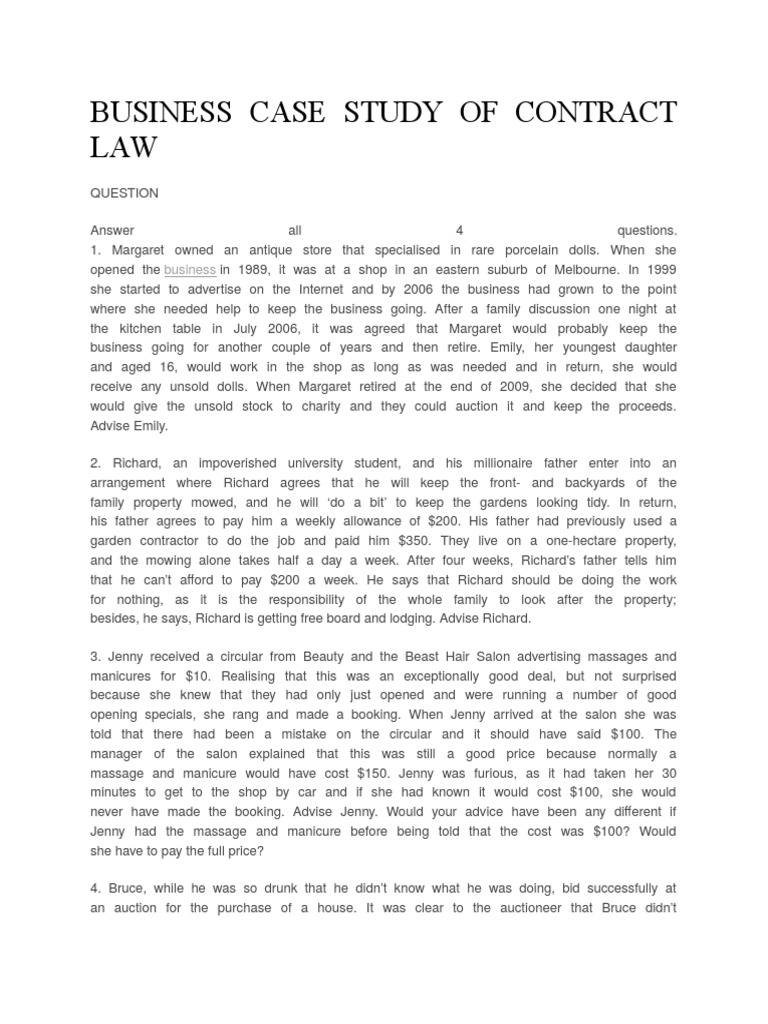 Business Case Study of Contract Law | PDF | Auction | Breach Of Contract