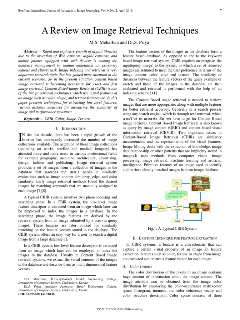 A Review On Image Retrieval Techniques | PDF | Computer Vision | Areas ...