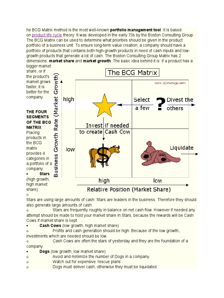 The BCG Matrix Method Is The Most Well | PDF | Leadership | Market ...