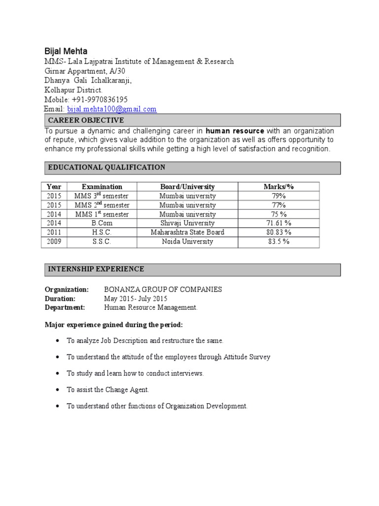 CV Format | PDF | Cognition | Learning