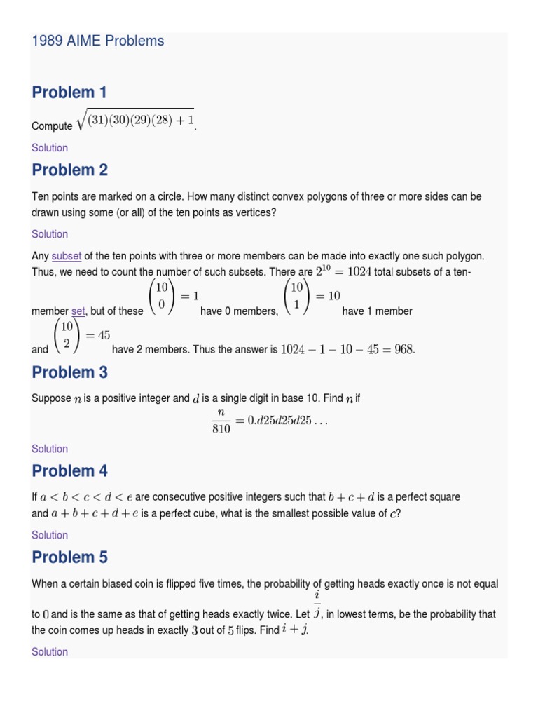 1989 AIME Problems | PDF | Trigonometric Functions | Triangle