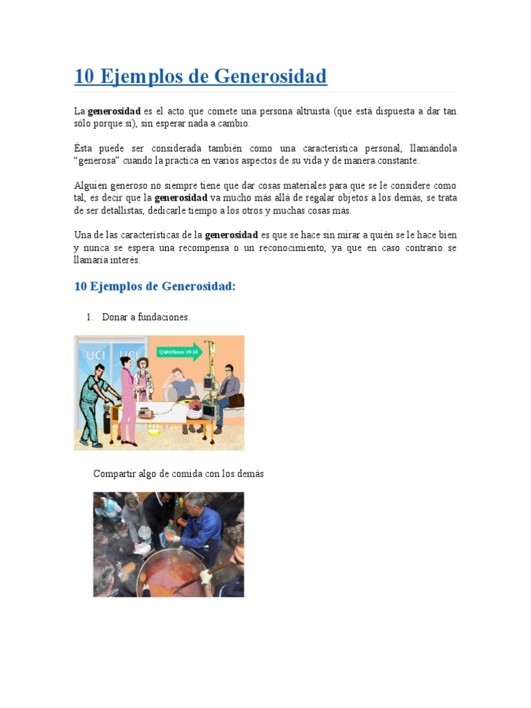 10 Ejemplos de Generosidad | PDF | Altruismo | Sociedad