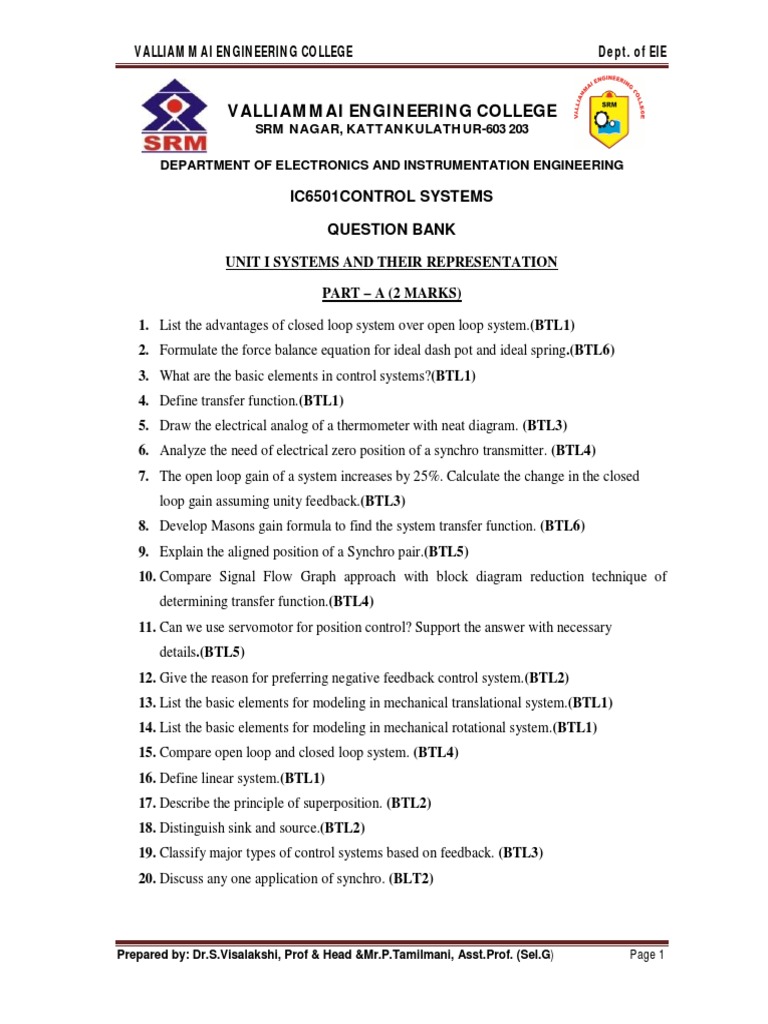 IC6501 Control Systems | PDF | Control Theory | Applied Mathematics