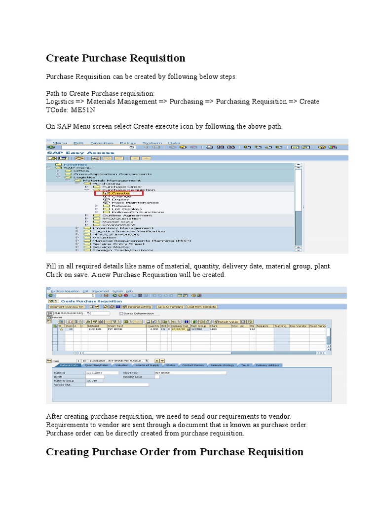 Create Purchase Requisition | PDF