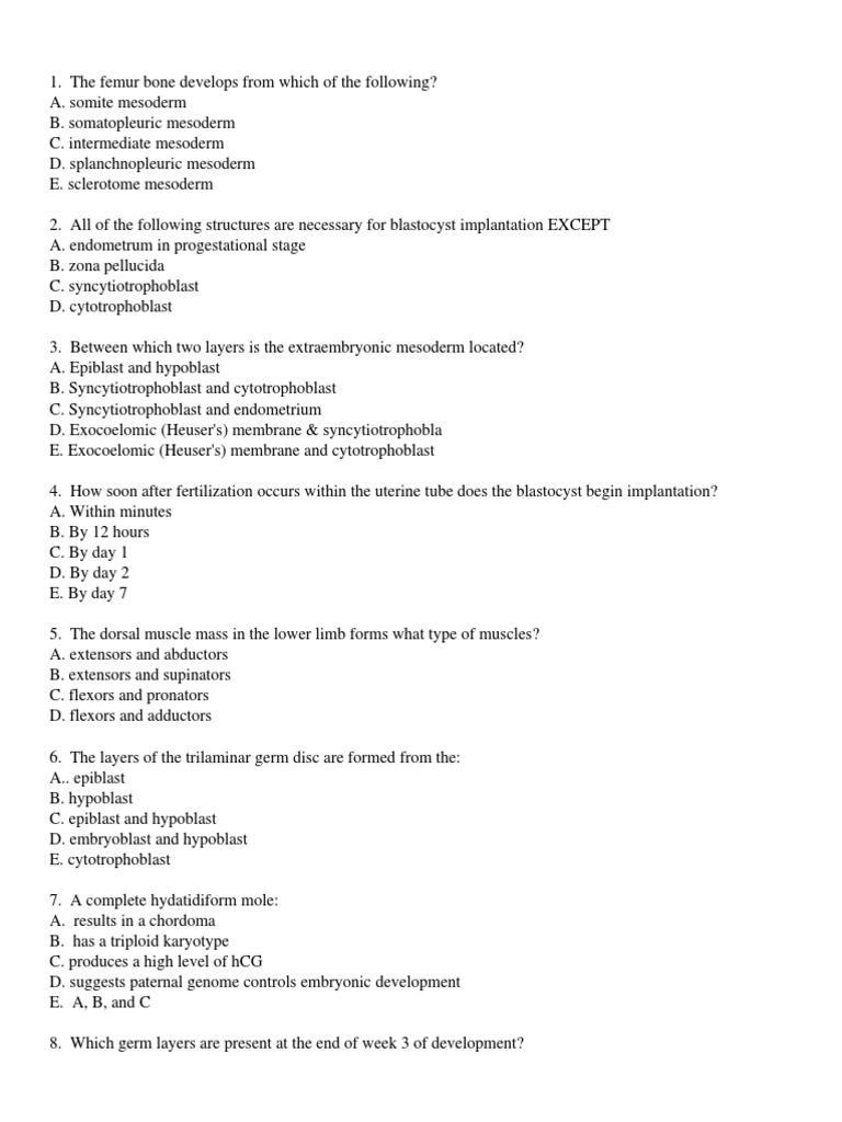 Embryology Questions And Answers Pdf Comparative Embryology Reading