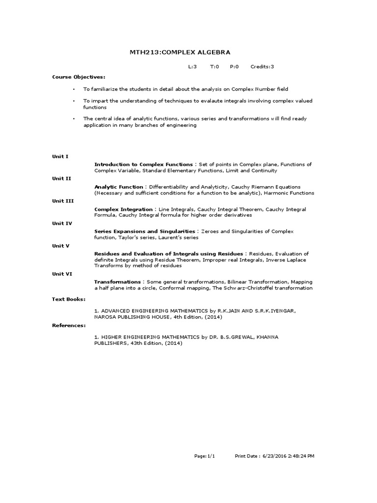 Mth213:Complex Algebra: Page:1/1 Print Date: 6/23/2016 2:48:24 PM | PDF