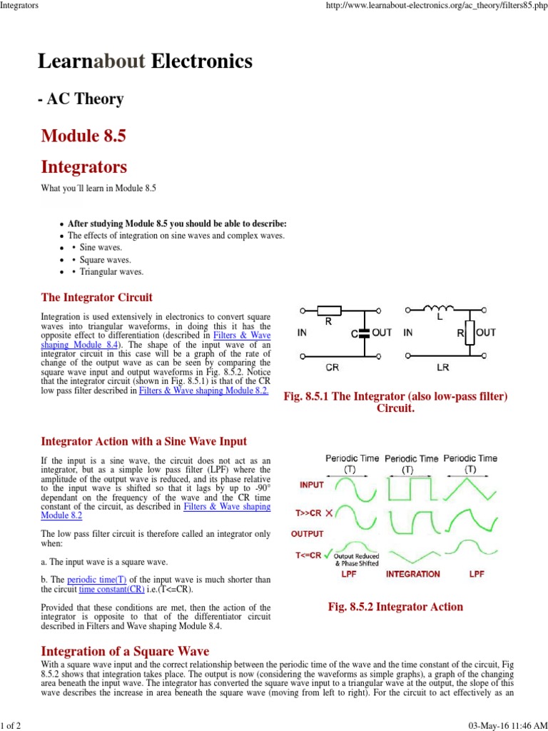 Integrator S | PDF | Waves | Low Pass Filter