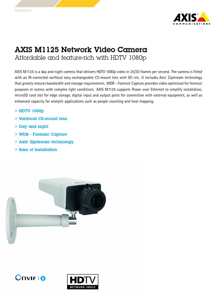 AXIS M1125 Network Video Camera PDF | PDF | Image Resolution | H.264 ...