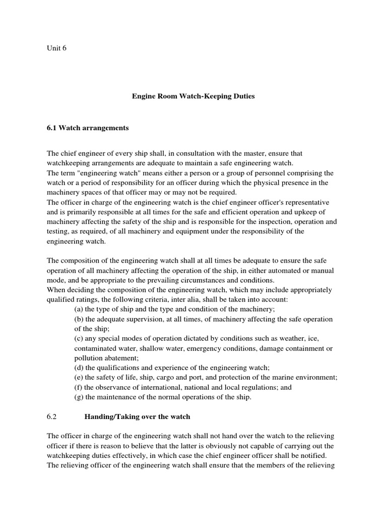 Engine Room Watch-Keeping Duties | PDF | Propeller | Valve