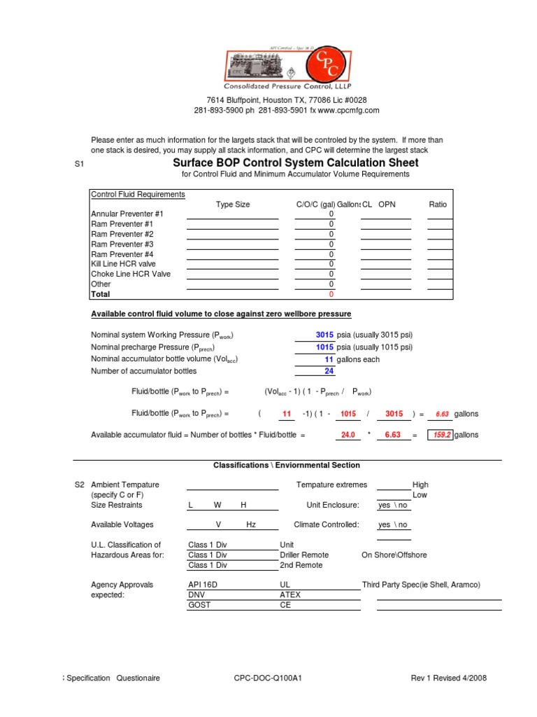 CPC BOP Control Spec Questionaire | PDF | User Interface | Touchscreen