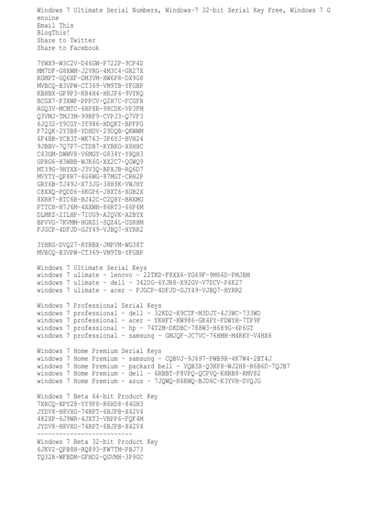 Windows Serial Key | PDF | Games & Activities | Computers