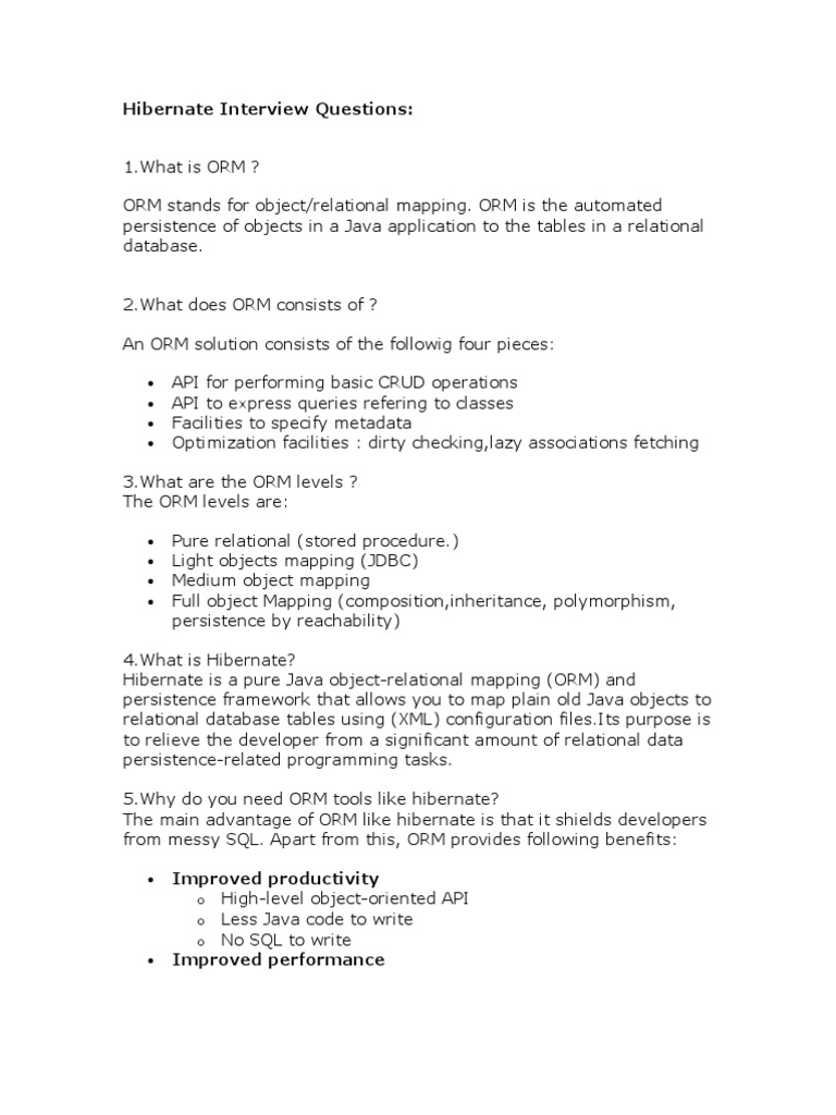 Hibernate Interview Questions | PDF | Object Relational Mapping | Databases