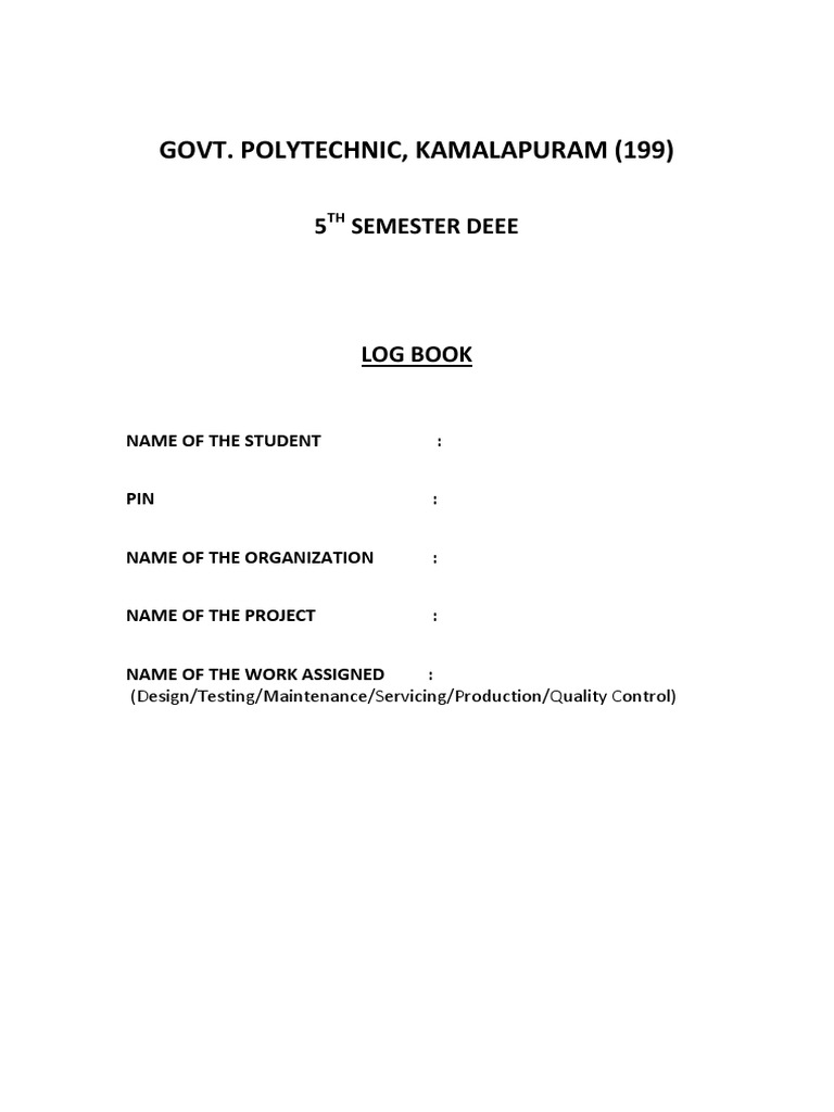 Log Book Proforma | PDF