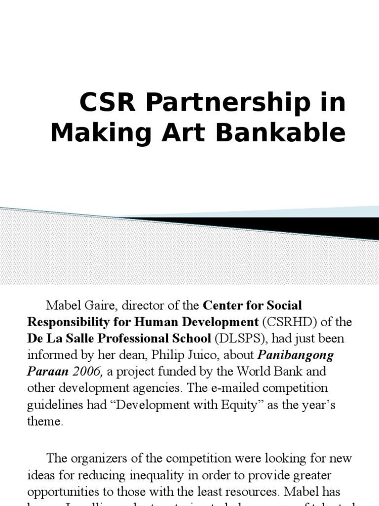 CSR Partnership in Making Art Bankable | PDF