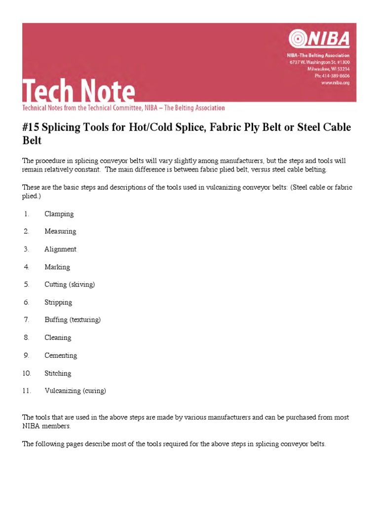 #15 Splicing Tools For Hot/Cold Splice, Fabric Ply Belt or Steel Cable ...