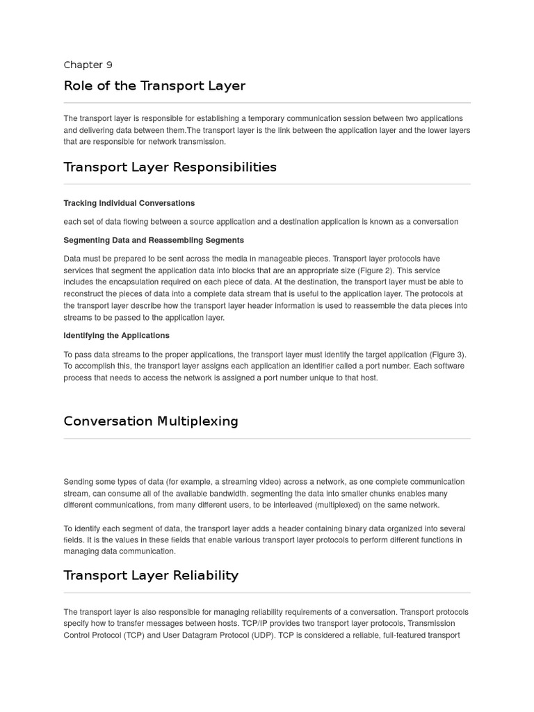 Role of The Transport Layer: Tracking Individual Conversations | PDF ...