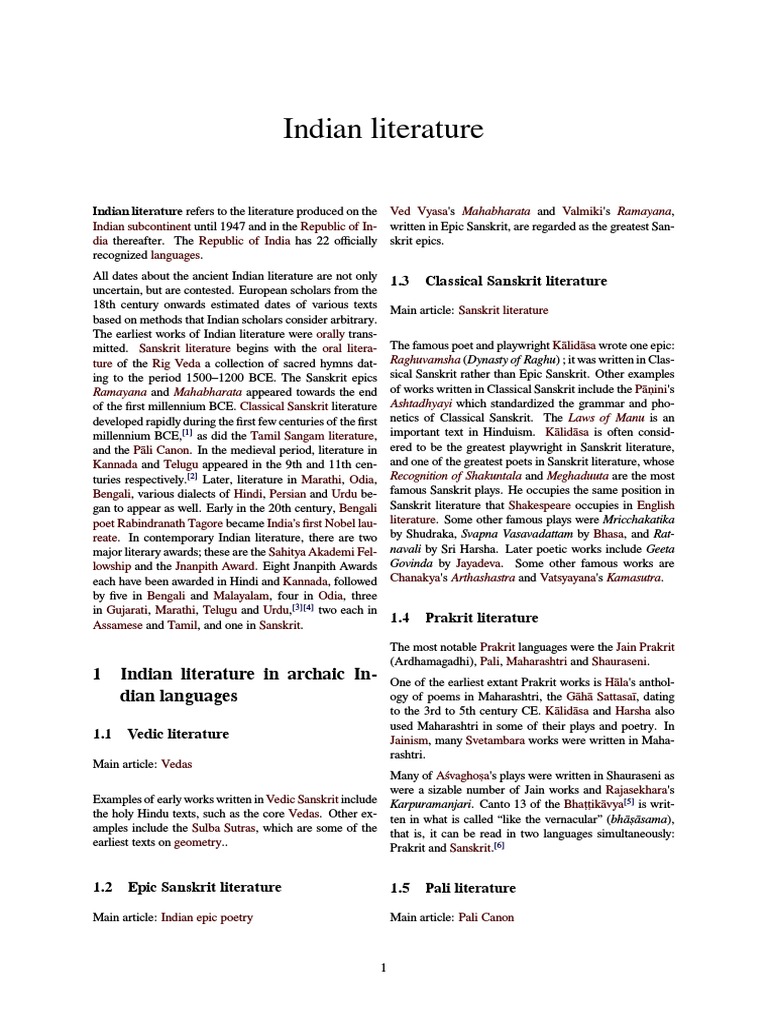 Indian Literature | PDF | Indian Literature | Languages Of India