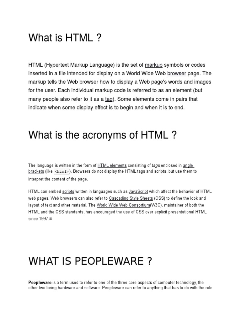 What Is HTML ?: Markup Browser | PDF
