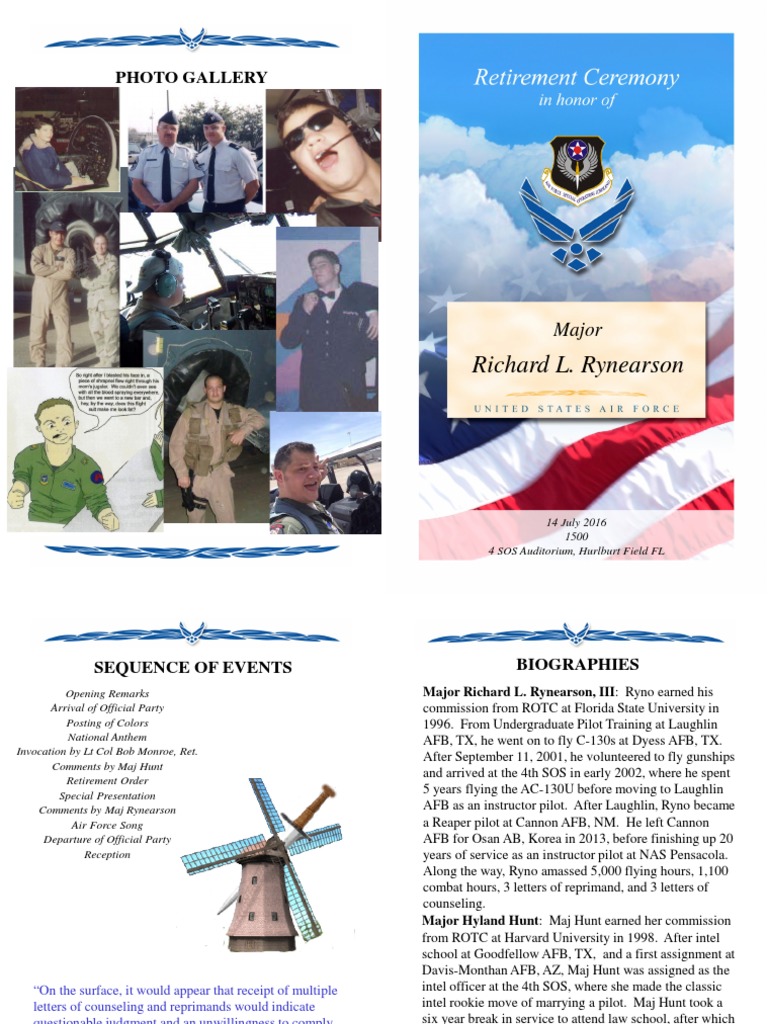 Major Richard Rynearson's Retirement Ceremony | PDF | Law