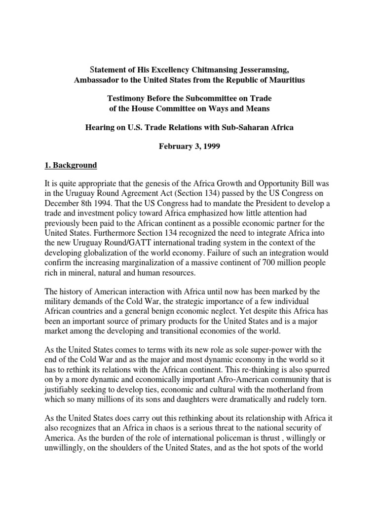 Statement of His Excellency Chitmansing Jesseramsing | PDF