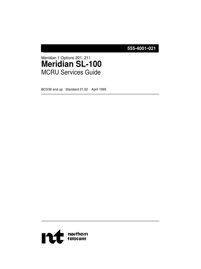 Meridian SL-100: MCRU Services Guide | PDF | Electromagnetic ...