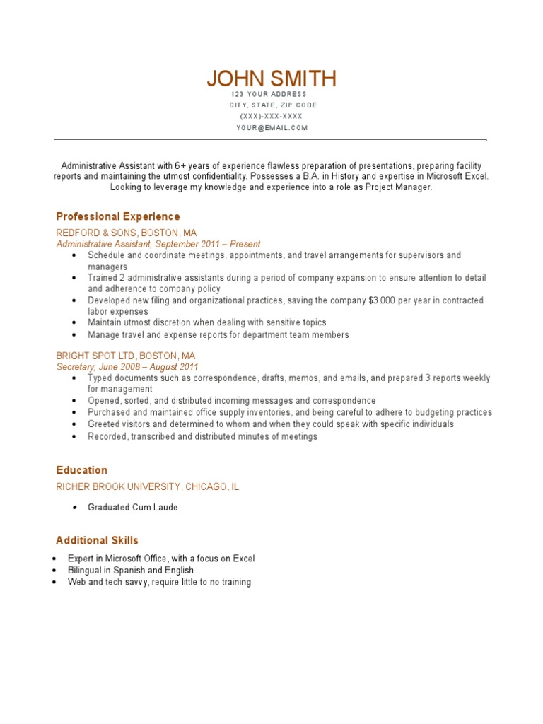 Park Burnt Orange Template For Resume | PDF