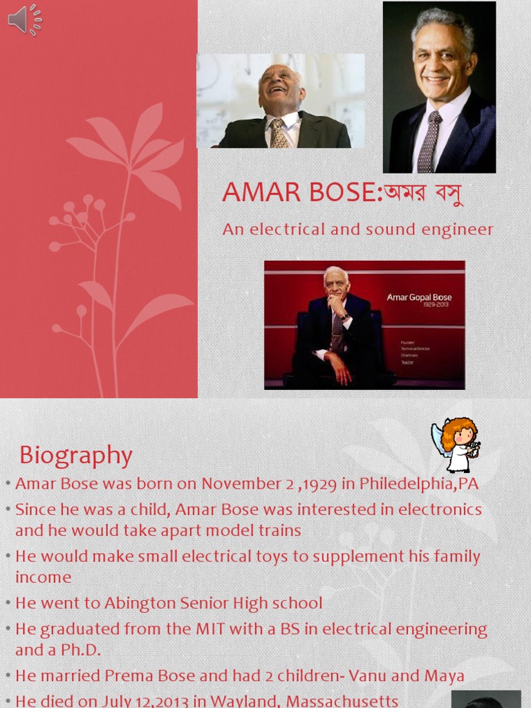 AMAR BOSE: : An Electrical and Sound Engineer | PDF | Sound Recording ...