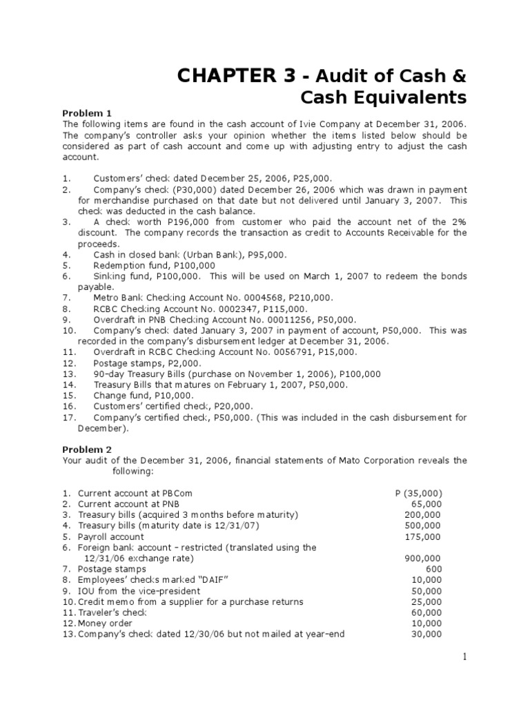 Audit of Cash | PDF | Debits And Credits | Cheque
