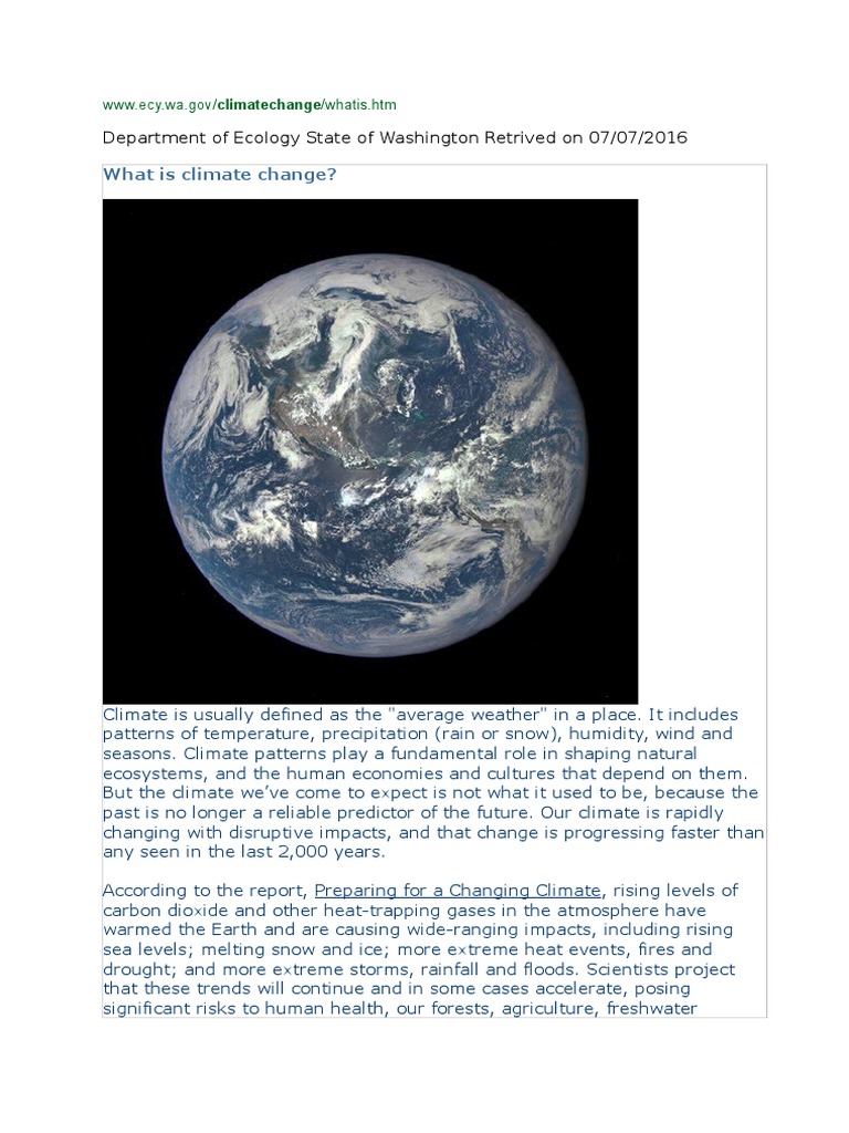 Definition of Climate Change | PDF | Climate Change | Climate