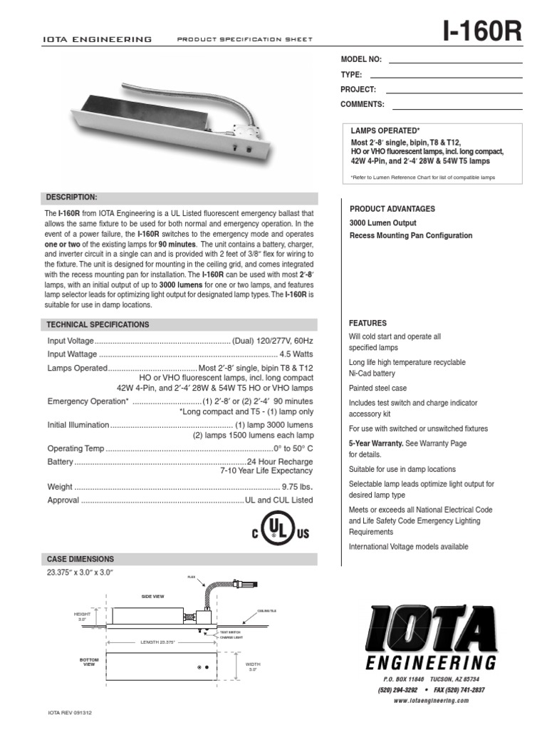 Iota Engineering: Refer To Lumen Reference Chart For List of Compatible ...