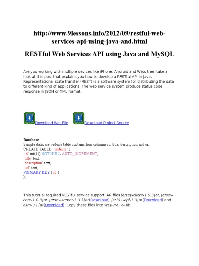 Restful Webservices Tutorial With Examples | PDF