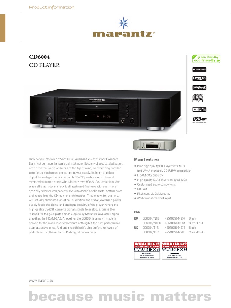 CD6004 En01 PDF | PDF | Digital To Analog Converter | Compact Disc