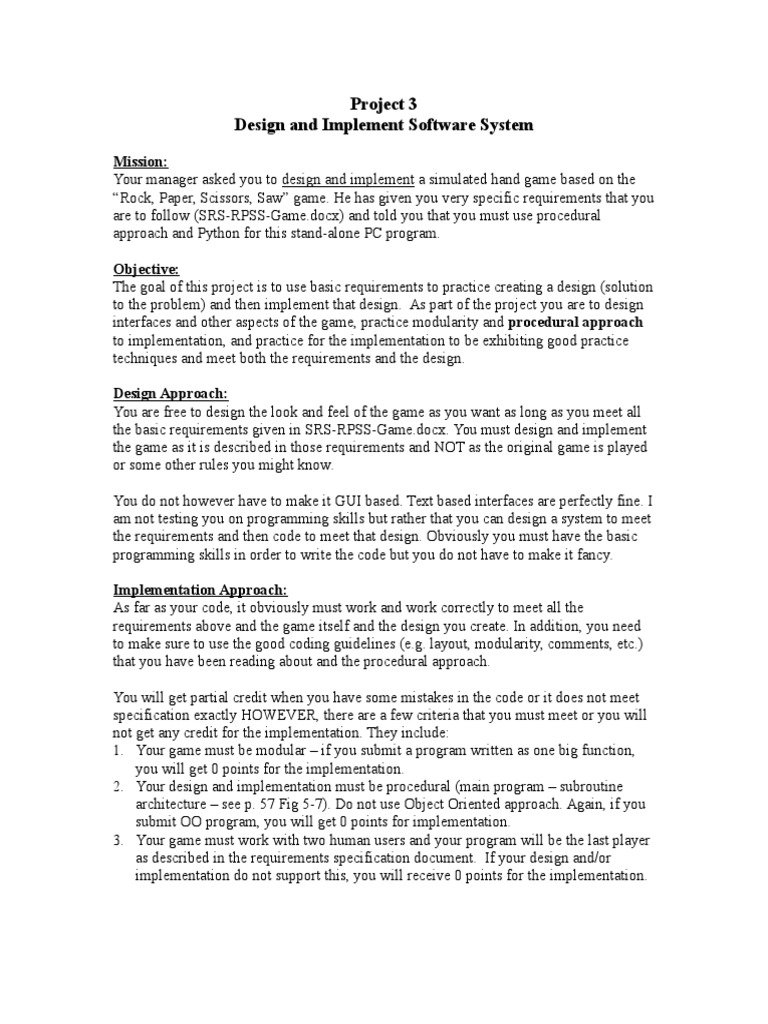 Project 3 Design and Implement Software System: Mission | PDF | Modular Programming ...