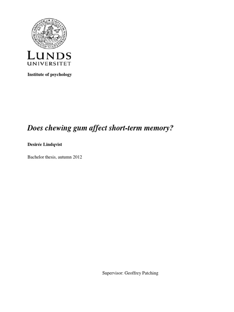 Does Chewing Gum Affect Short-Term Memory?: Institute of Psychology ...