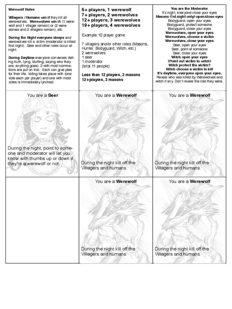 Werewolf Cards | PDF | Werewolves