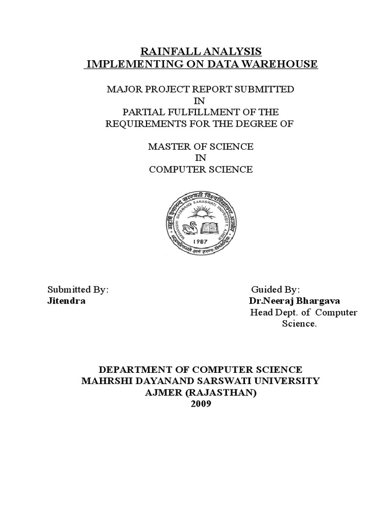 Rainfall Analysis Implementing On Data Warehouse | PDF | Data Warehouse ...