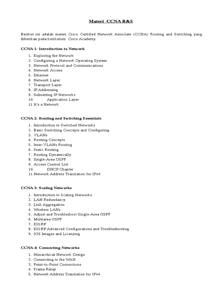 Materi CCNA R&S: CCNA 1: Introduction To Network | PDF
