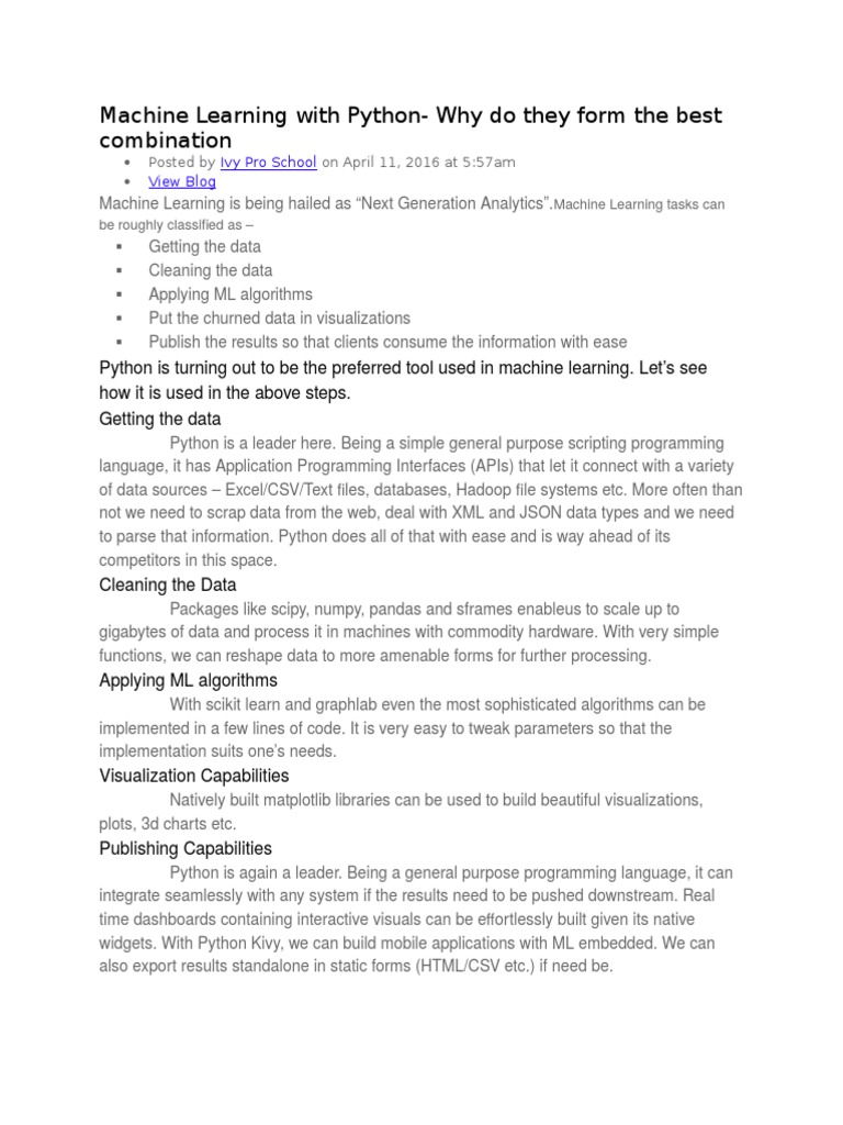 Machine Learning With Python | PDF | Python (Programming Language ...