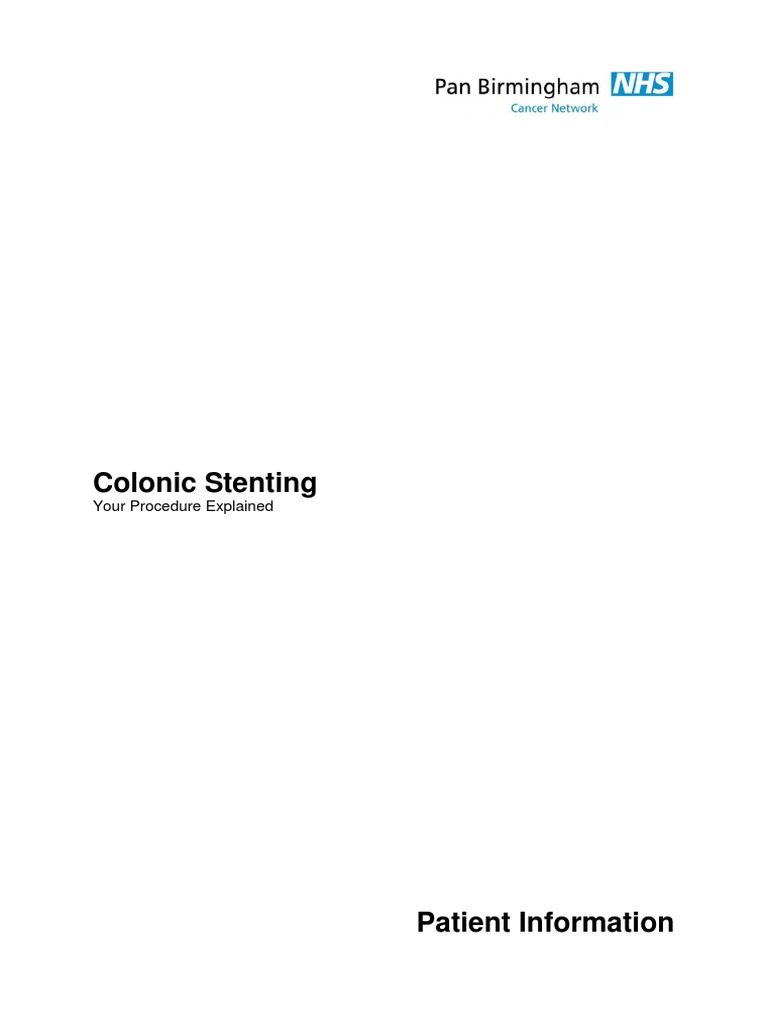 Colonic Stenting: Your Procedure Explained | PDF | Large Intestine ...