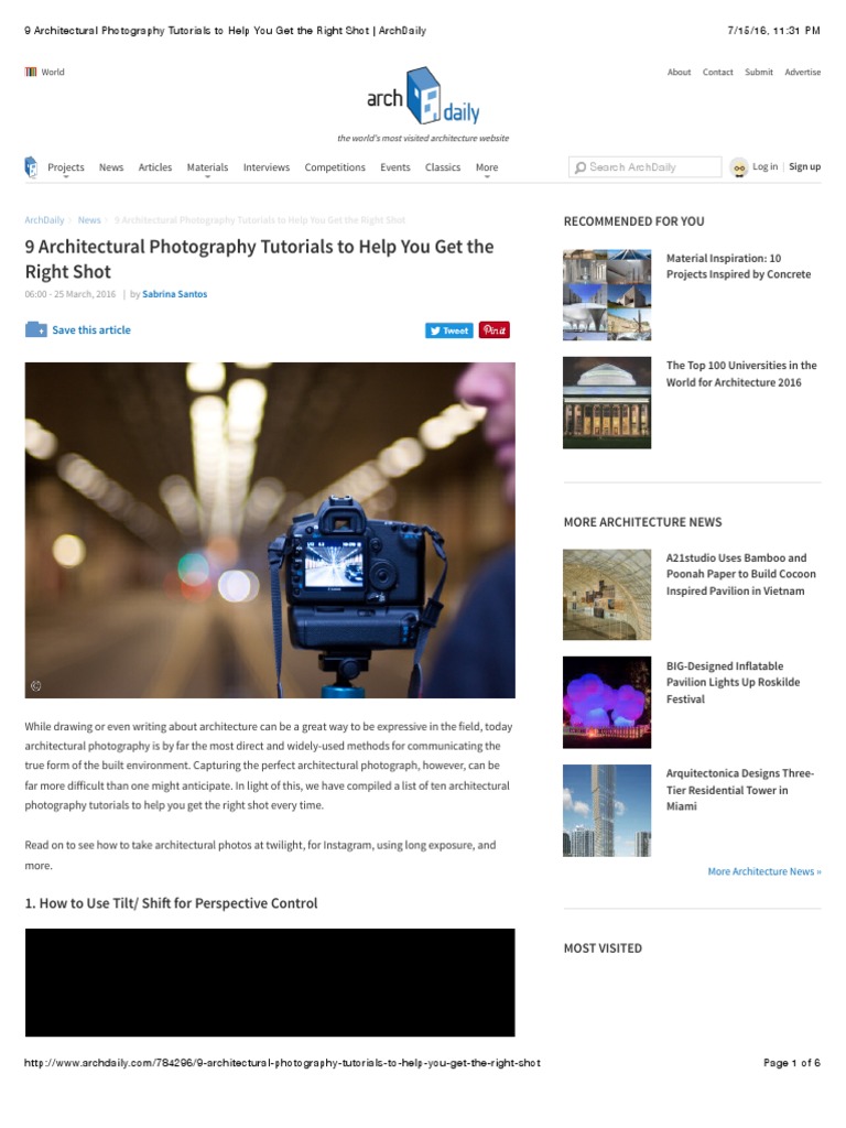 9 Architectural Photography Tutorials To Help You Get The Right Shot - ArchDaily | PDF | Art Media