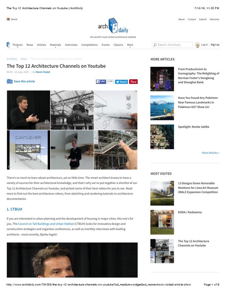 The Top 12 Architecture Channels On Youtube - ArchDaily | PDF | You ...