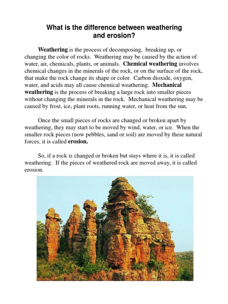 Weathering vs. Erosion Explained | PDF | Weathering | Erosion