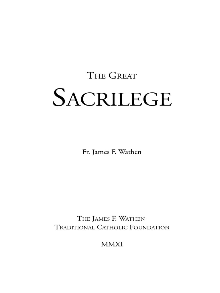 The Great Sacrilege | PDF | Pope | Catholic Church