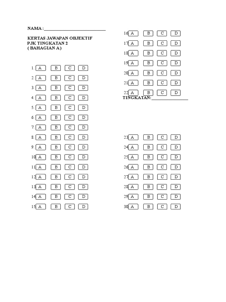 Kertas Jawapan Objektif | PDF
