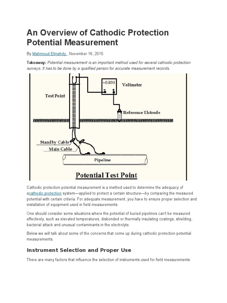 An Overview of Cathodic Protection Potential Measurement | PDF | Chemistry | Electrical Engineering