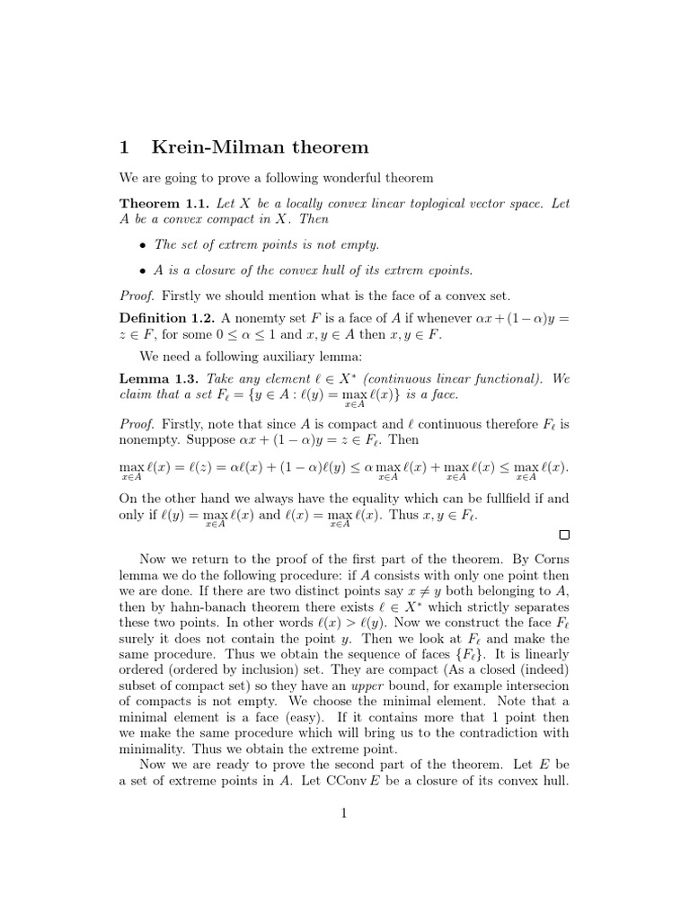 Krein Milman Theorem | PDF