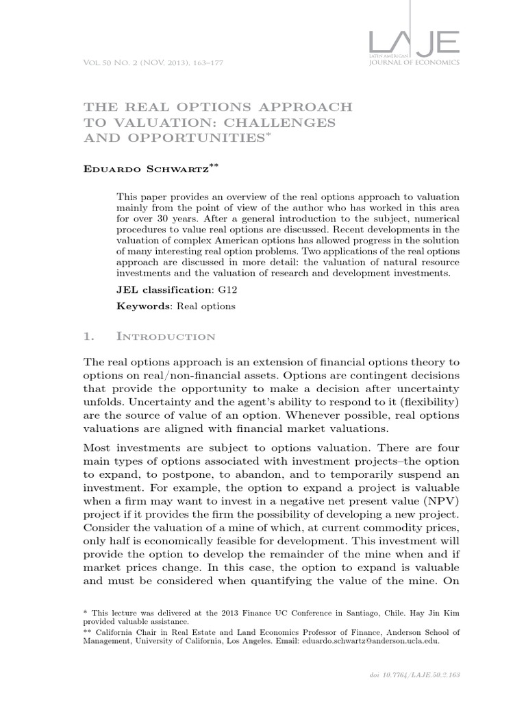 The Real Options Approach in Mining Evaluation | PDF | Option (Finance ...