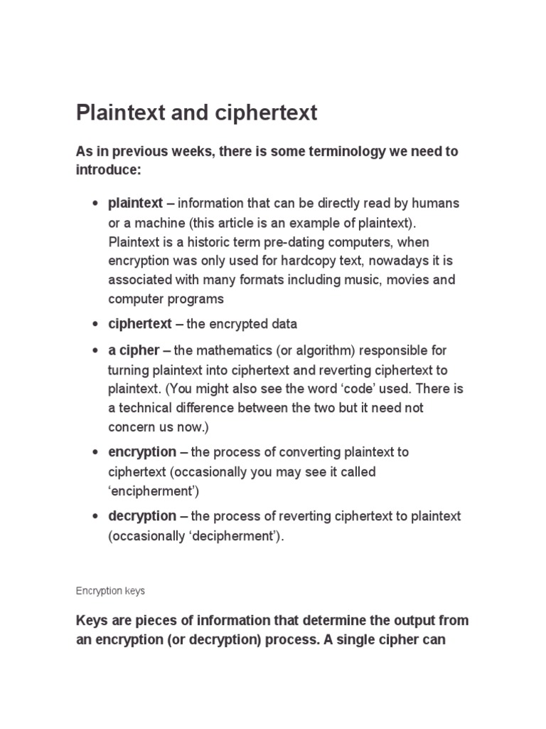 Plaintext and Ciphertext | Public Key Cryptography | Key (Cryptography)
