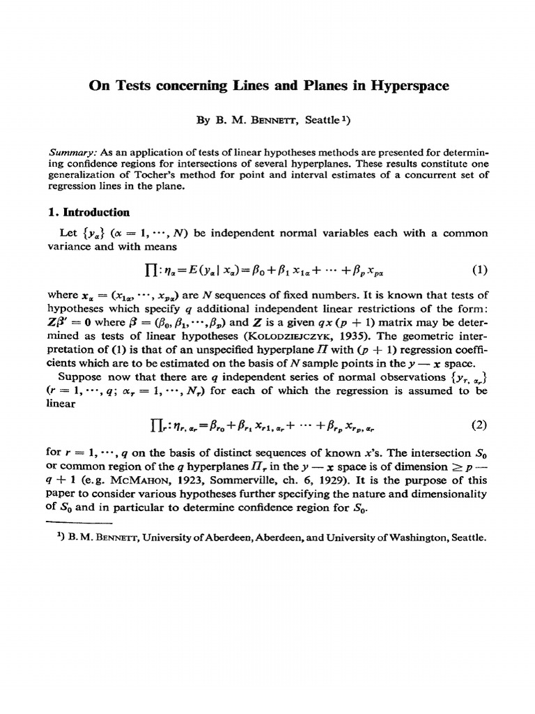 Confidence Regions for Hyperplane Intersections | PDF | Regression ...