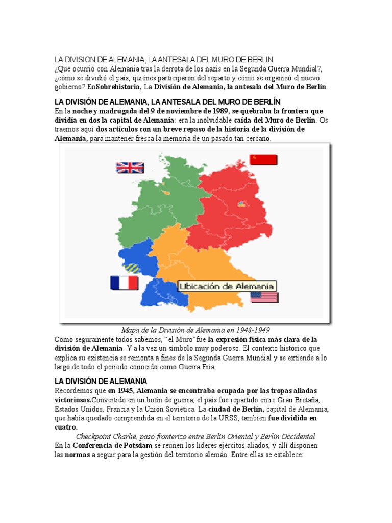 División de Alemania y el Muro de Berlín | PDF | Alemania del Este ...